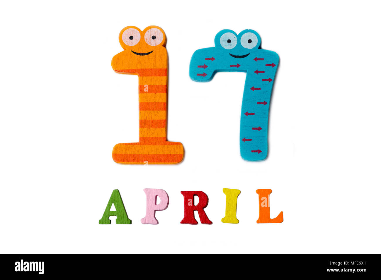 April 17 on a white background of numbers and letters. Calendar Stock ...