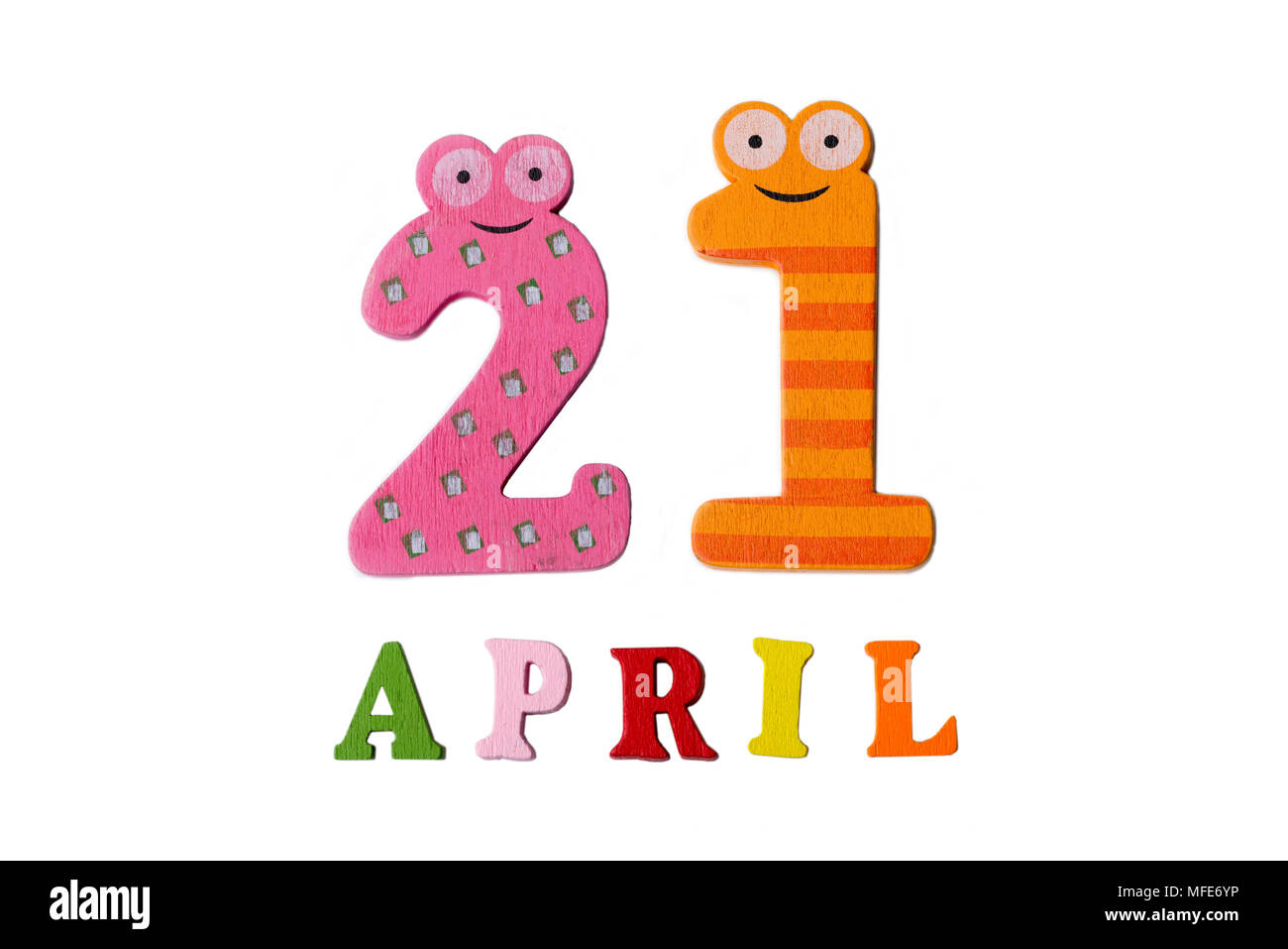 April 21 on a white background of numbers and letters. Calendar Stock ...