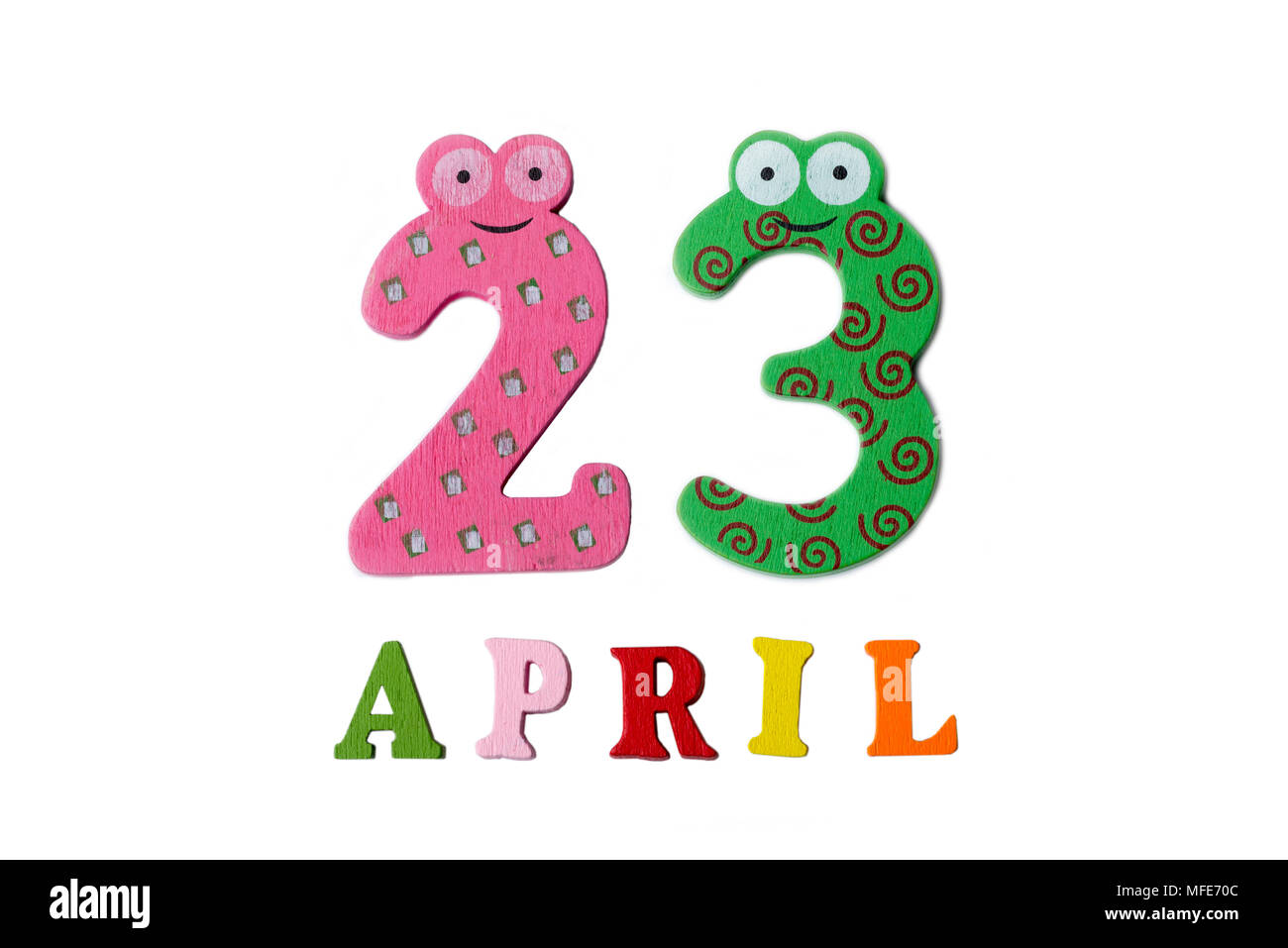 April 23 on a white background of numbers and letters. Calendar Stock ...