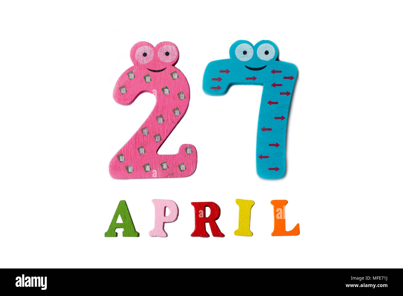 April 27 on a white background of numbers and letters. Calendar Stock ...