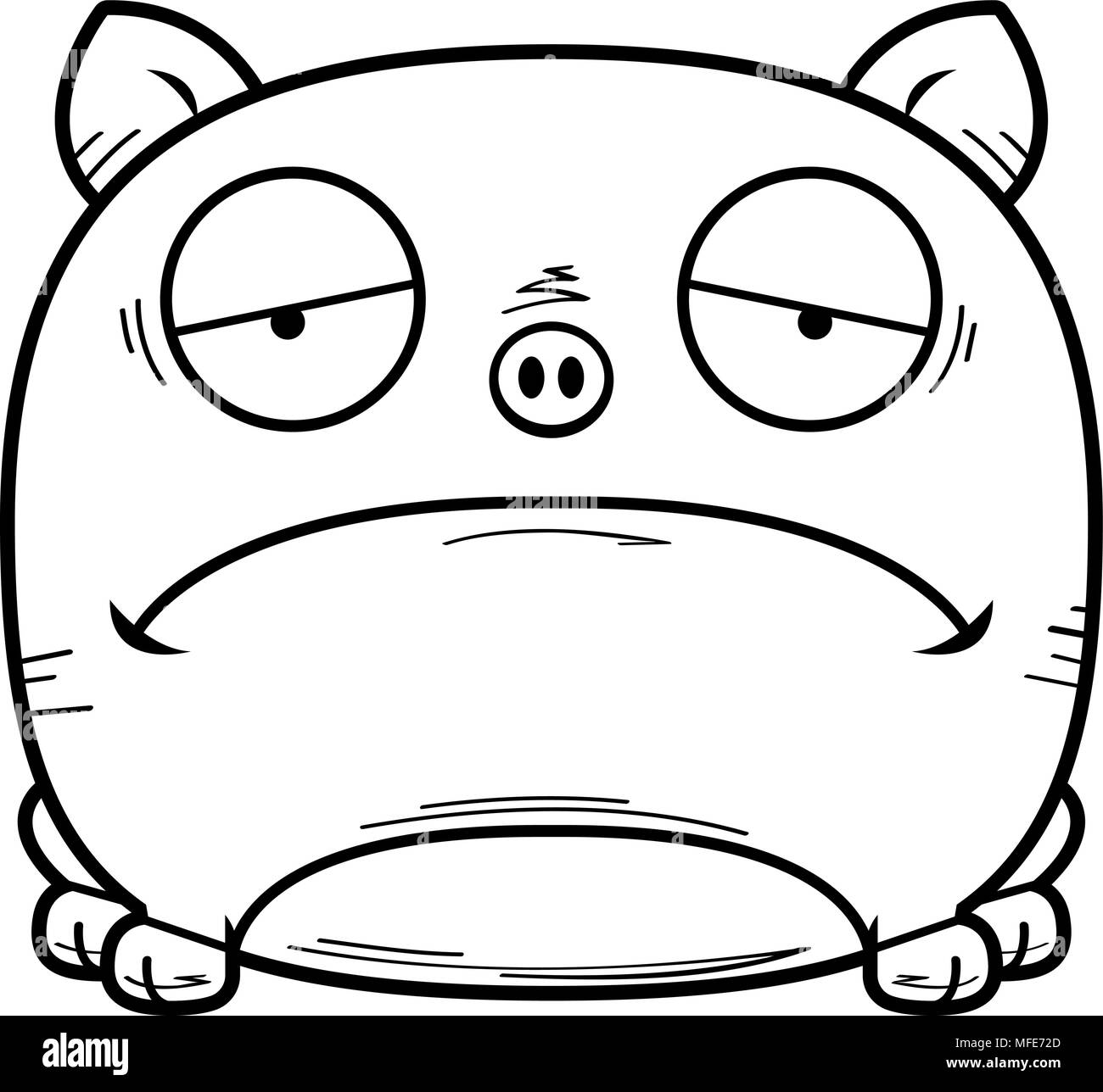 A cartoon illustration of a little pig looking sad Stock Vector Image ...