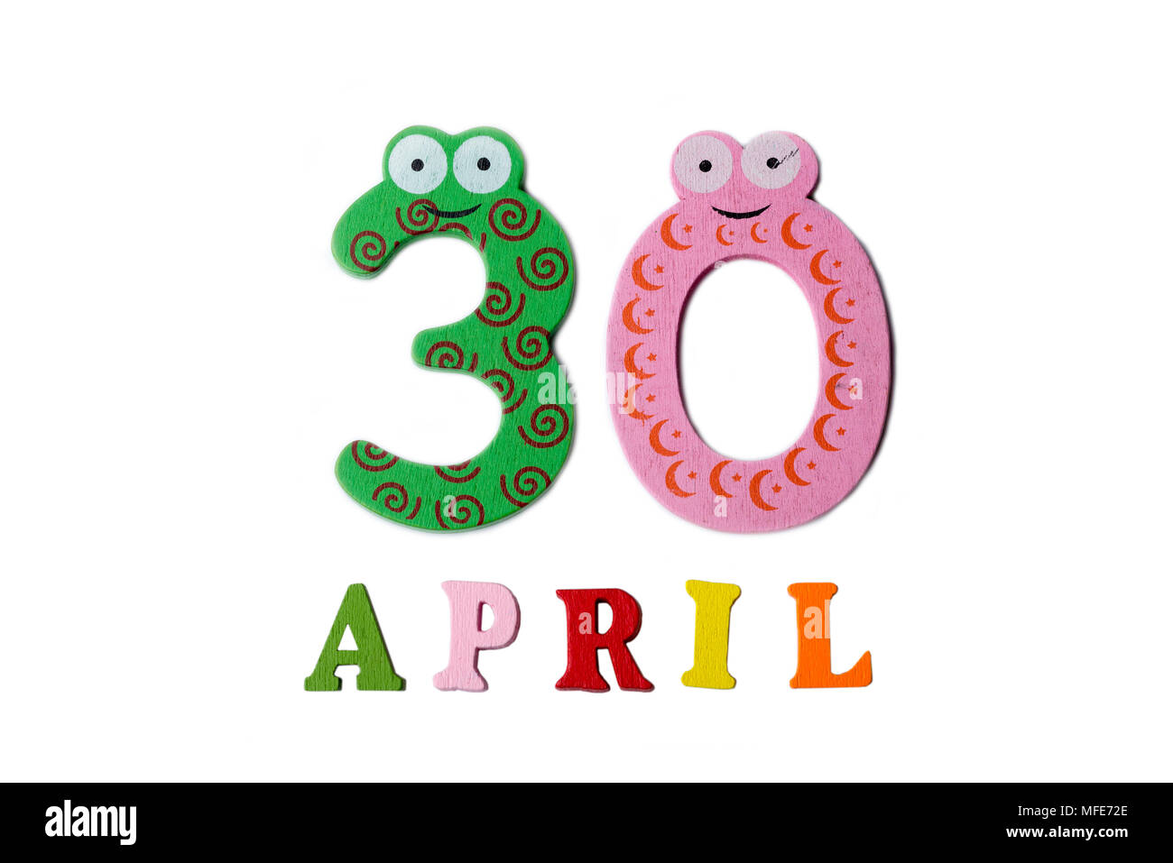 April 30 on a white background of numbers and letters. Calendar Stock ...