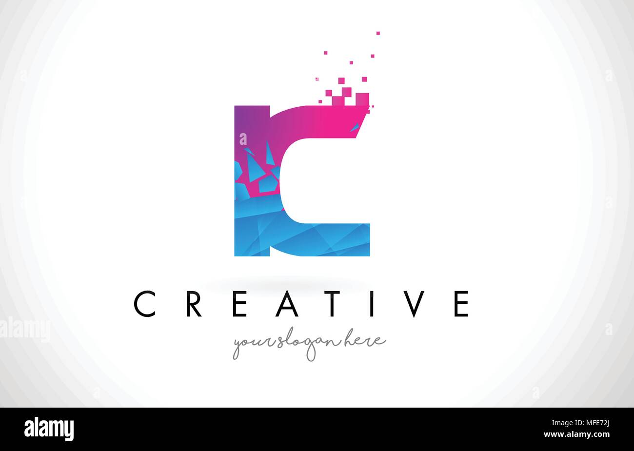 IC I C Letter Logo with Broken Shattered Blue Pink Triangles Texture ...