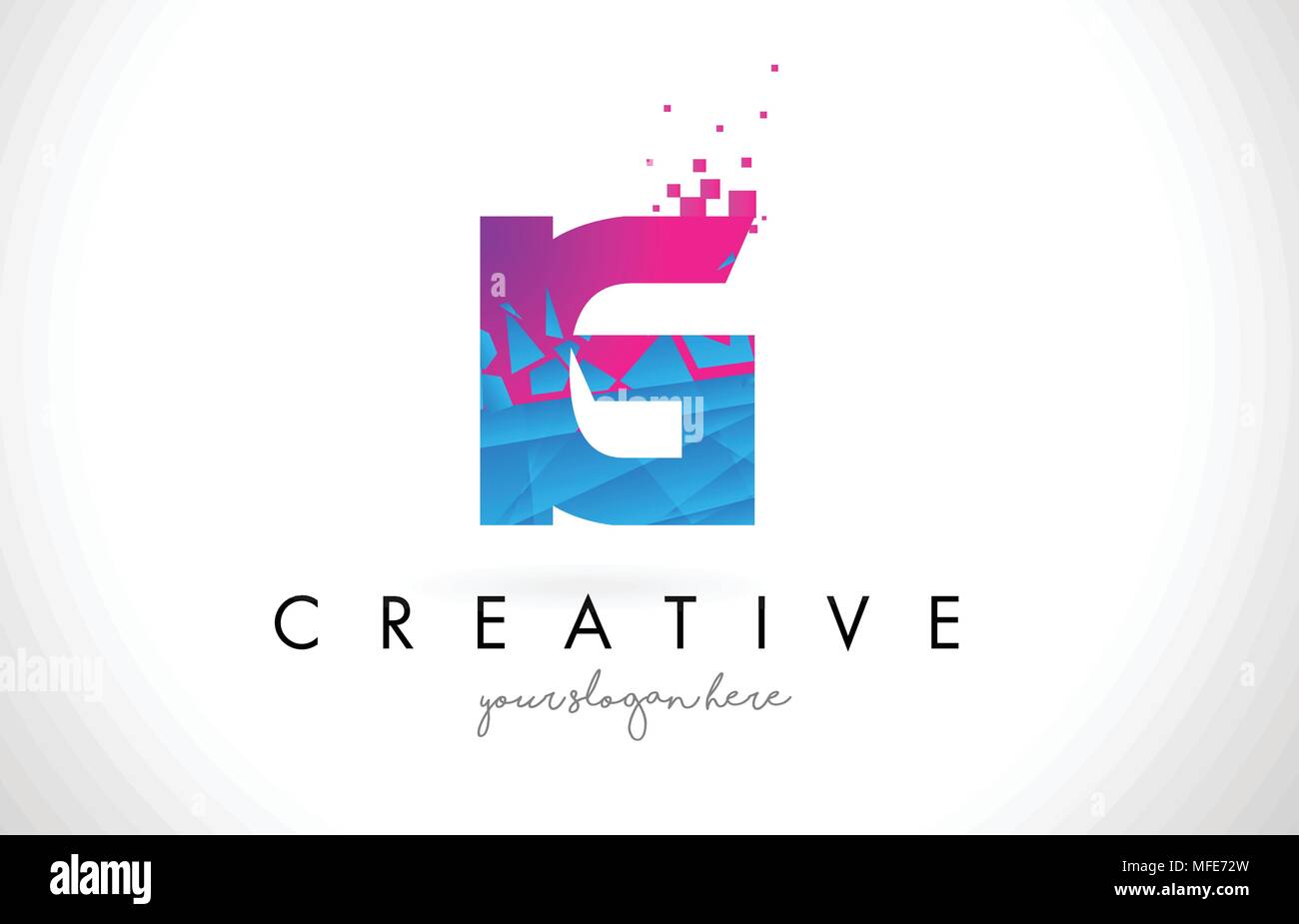IG I Q Letter Logo with Broken Shattered Blue Pink Triangles Texture ...