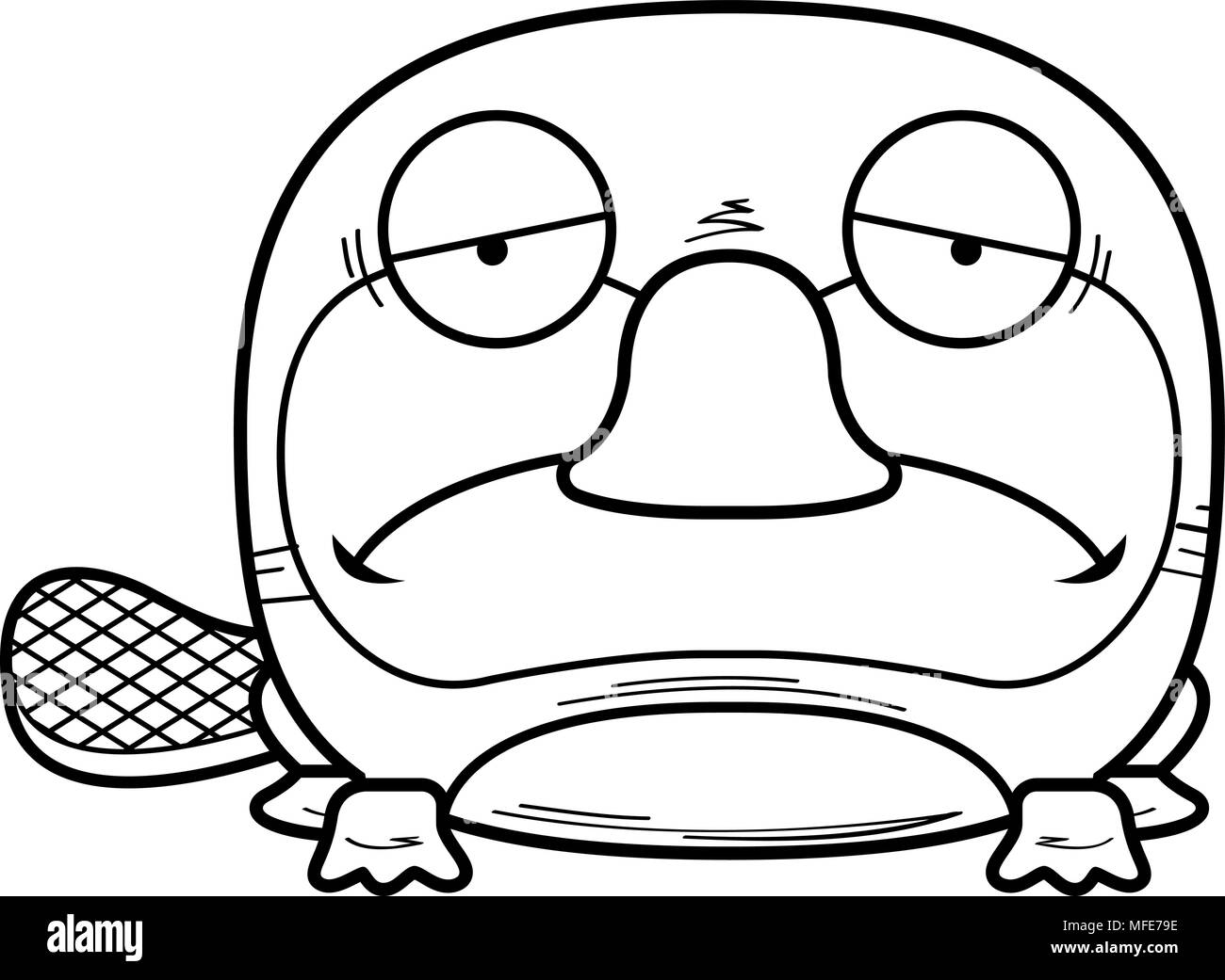 A cartoon illustration of a little platypus with a sad expression Stock ...