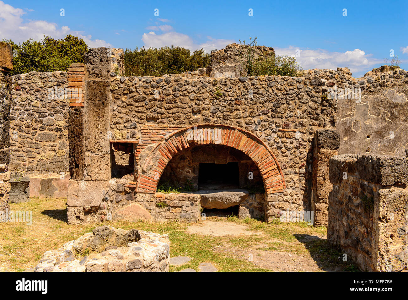 RUins of Pompeii, an ancient Roman town destroyed by the volcano ...