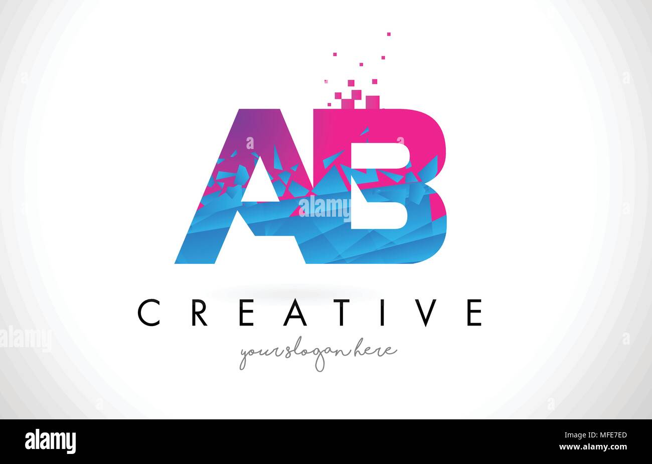 AB A B Letter Logo with Broken Shattered Blue Pink Triangles Texture ...