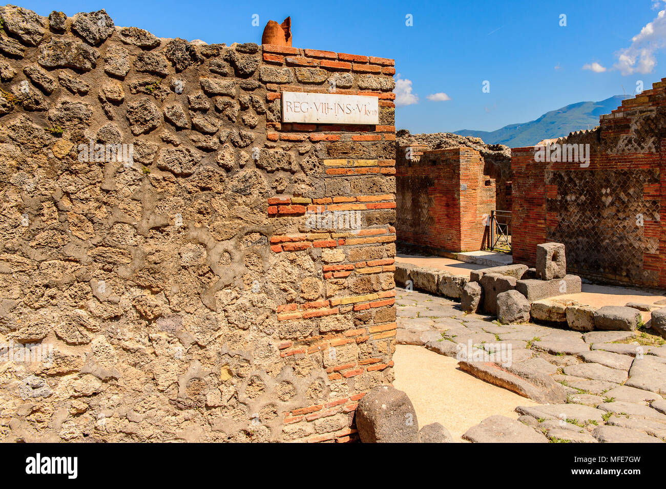 RUins of Pompeii, an ancient Roman town destroyed by the volcano ...