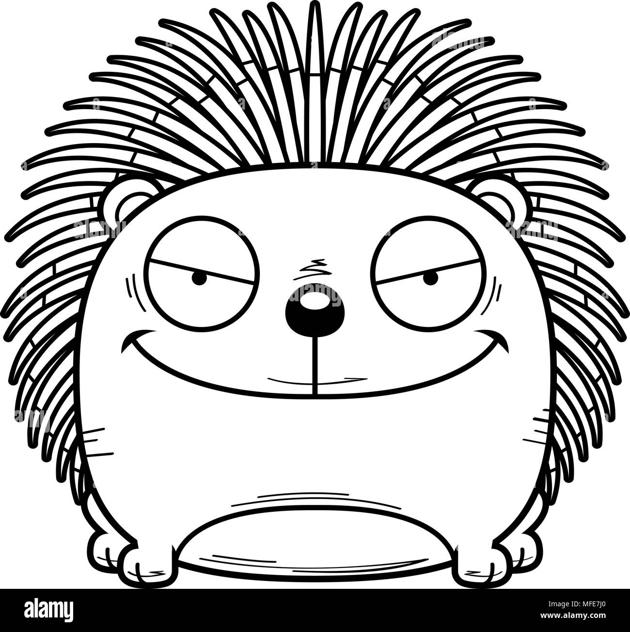 A cartoon illustration of a porcupine with a sly expression Stock ...