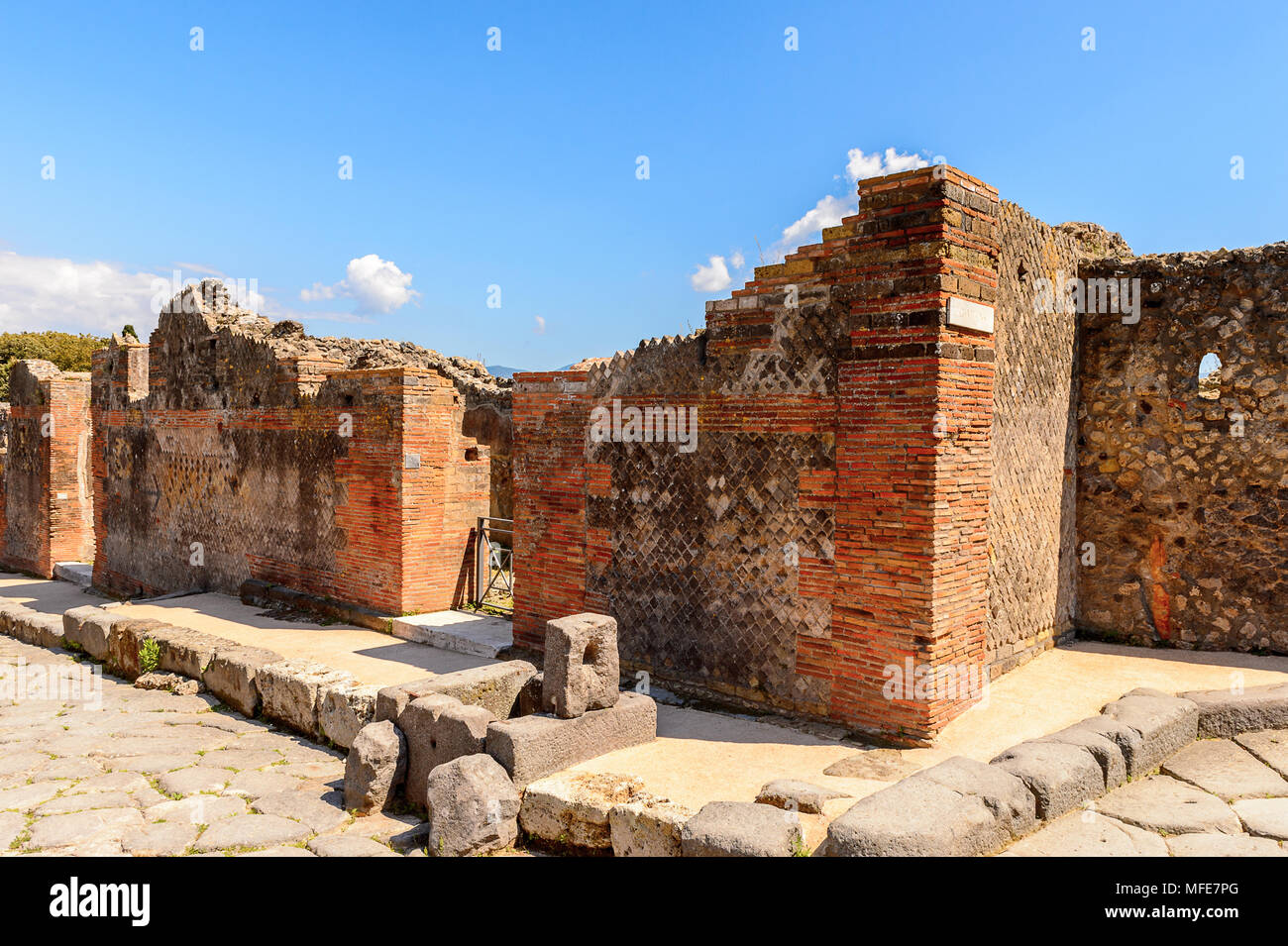 RUins of Pompeii, an ancient Roman town destroyed by the volcano ...