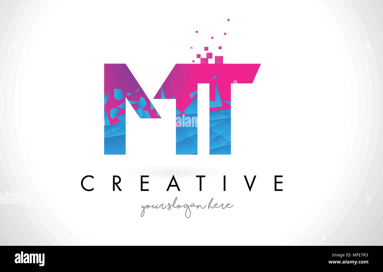 MT M T Letter Logo with Broken Shattered Blue Pink Triangles Texture ... MT M T Letter Logo with Broken Shattered Blue Pink Triangles Texture ...