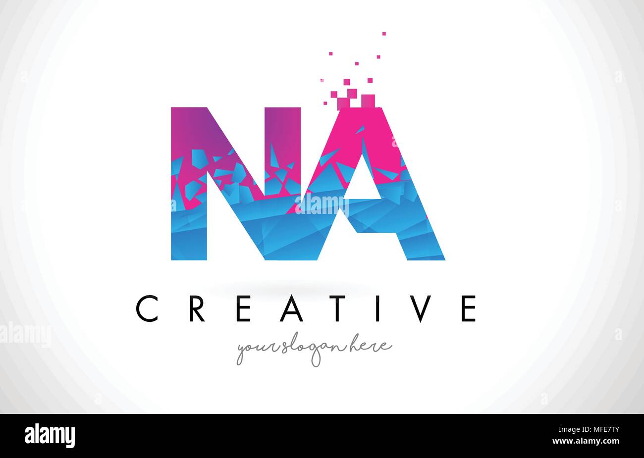 NA N A Letter Logo with Broken Shattered Blue Pink Triangles Texture ...