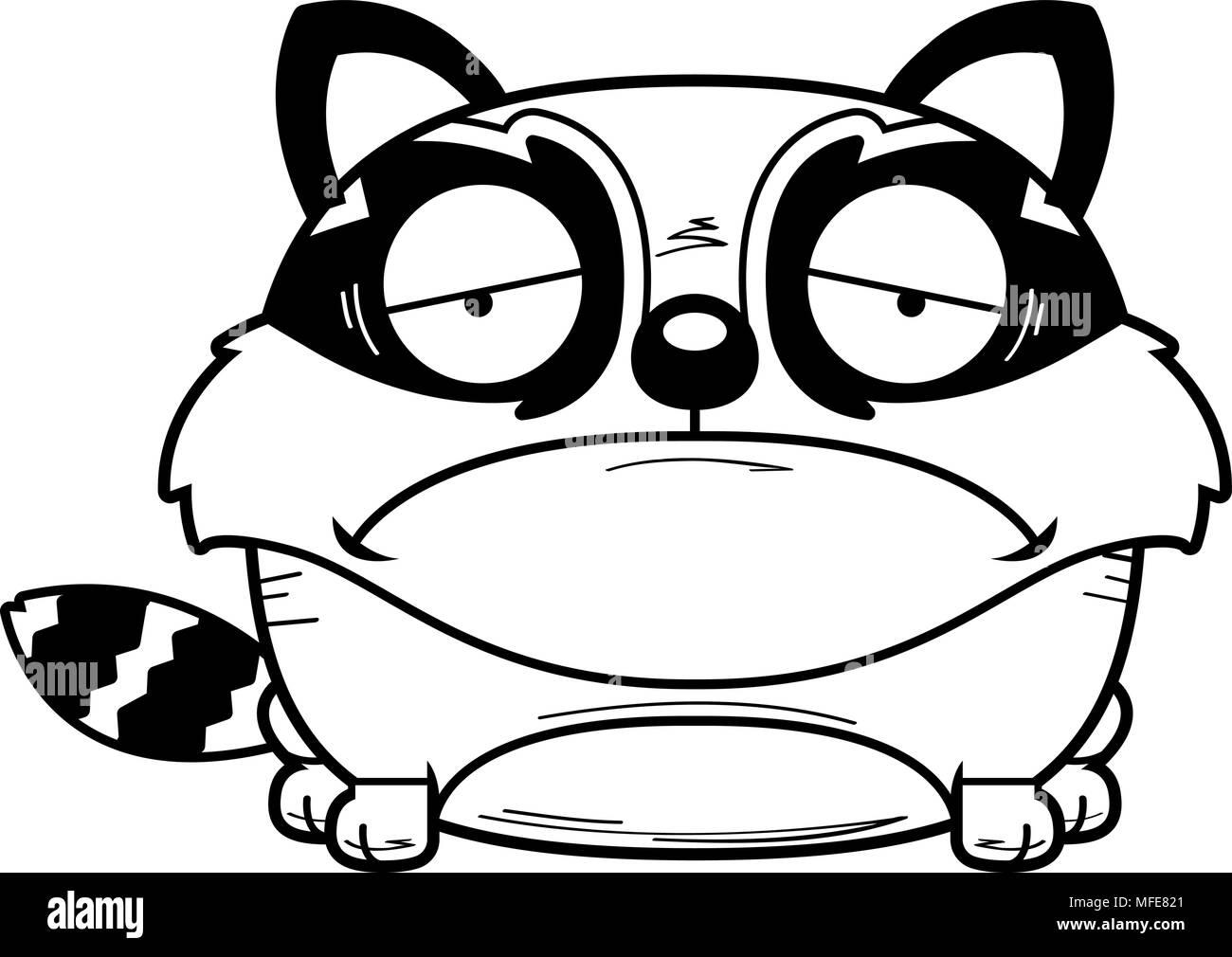 A cartoon illustration of a baby raccoon with a sad expression Stock ...