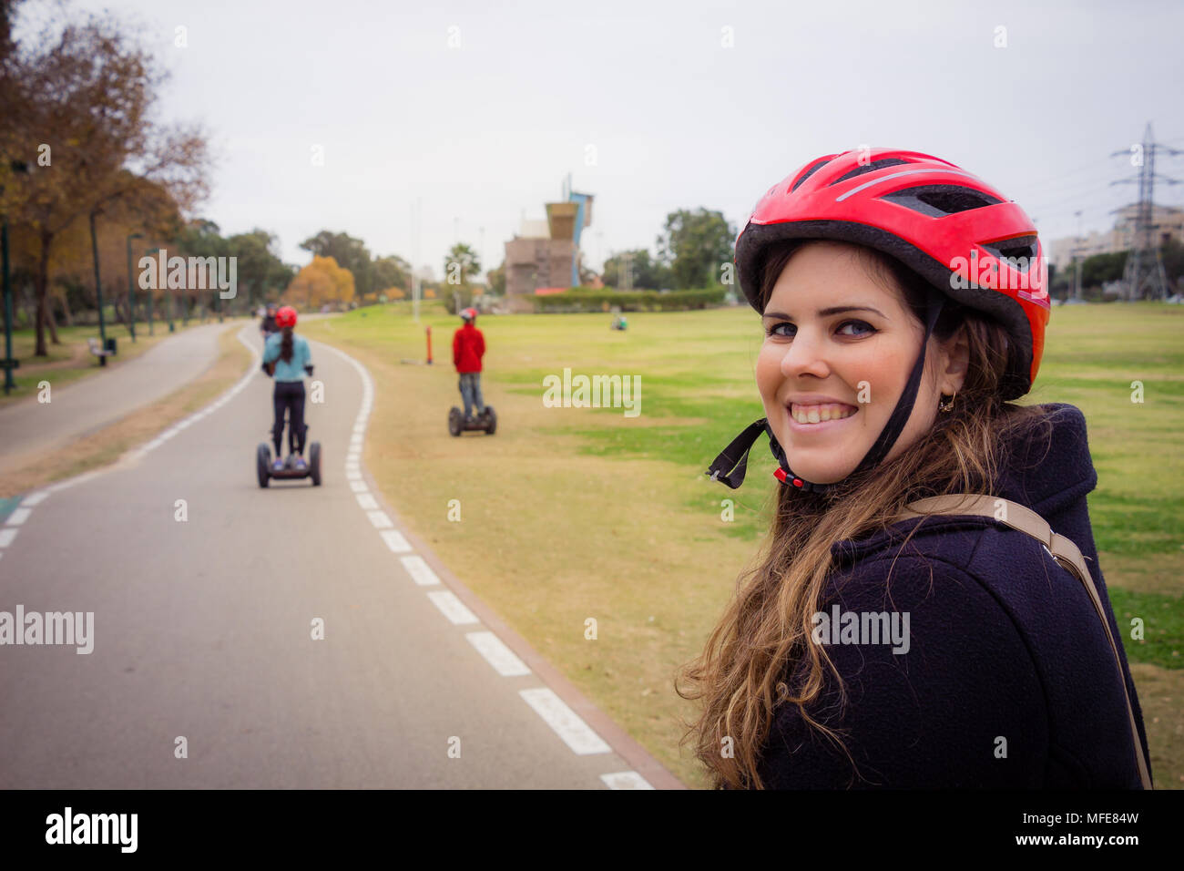 Group of people traveling on Segway in the park Stock Photo - Alamy
