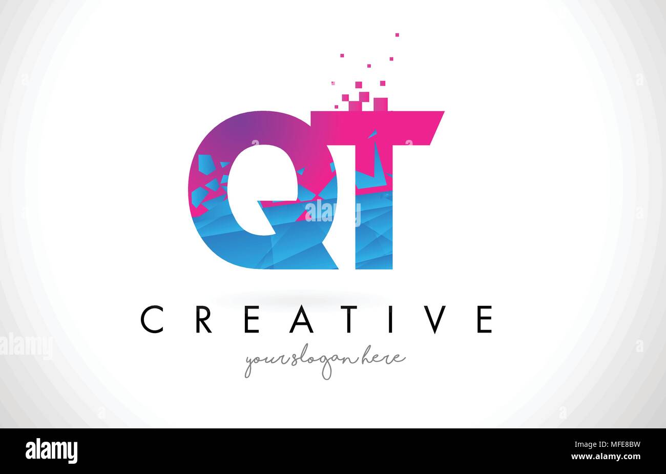 QT Q T Letter Logo with Broken Shattered Blue Pink Triangles Texture ... QT Q T Letter Logo with Broken Shattered Blue Pink Triangles Texture ...