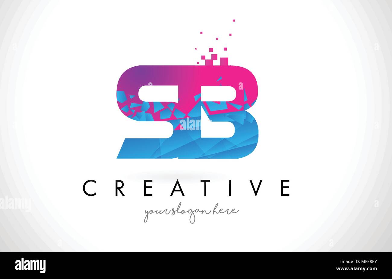 SB S B Letter Logo with Broken Shattered Blue Pink Triangles Texture ...