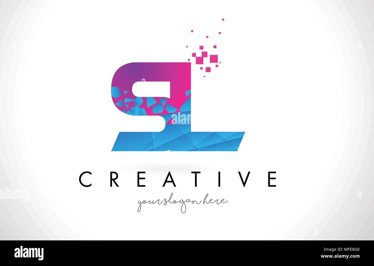SL S L Letter Logo with Broken Shattered Blue Pink Triangles Texture ...