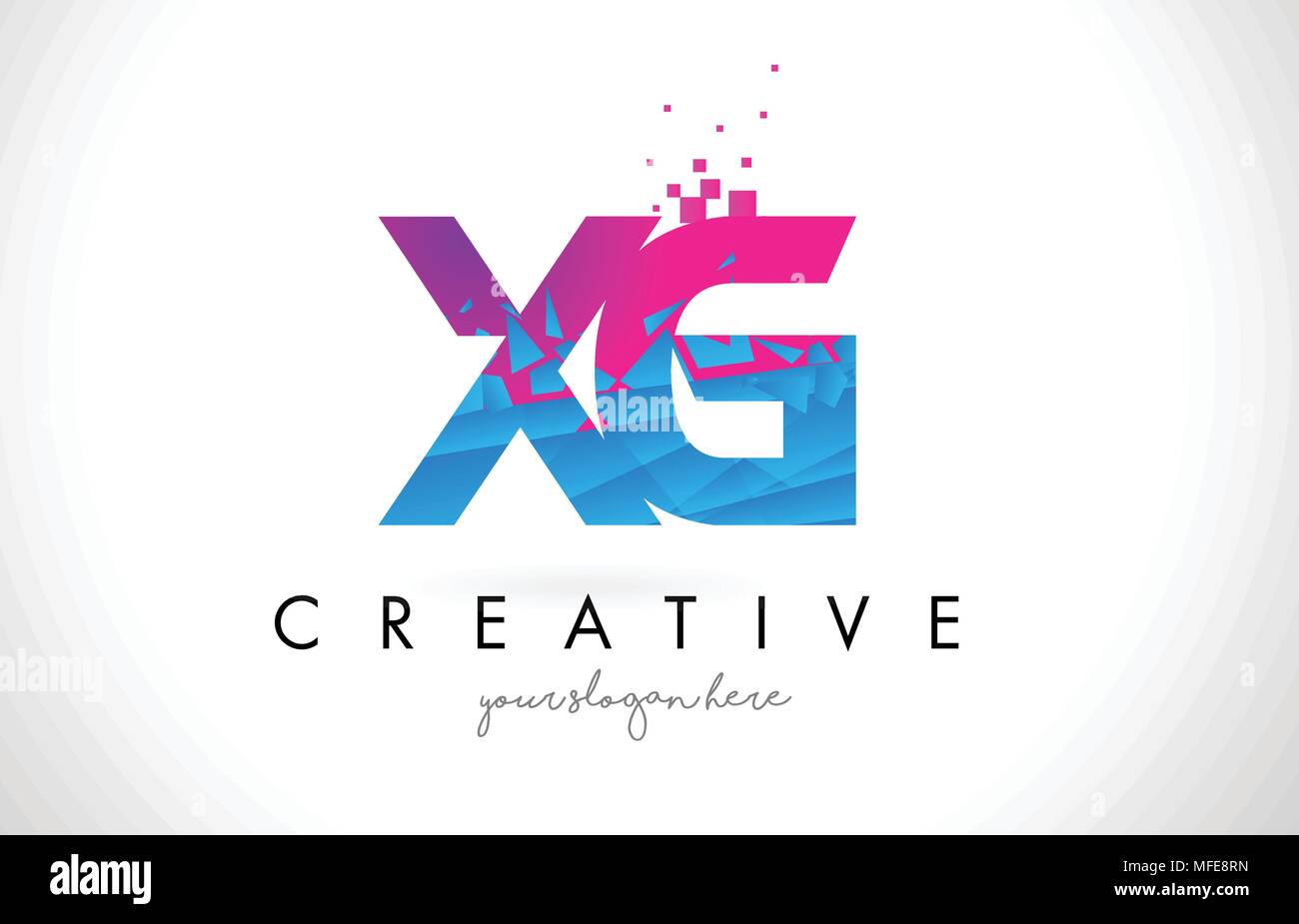 XG X G Letter Logo with Broken Shattered Blue Pink Triangles Texture ...