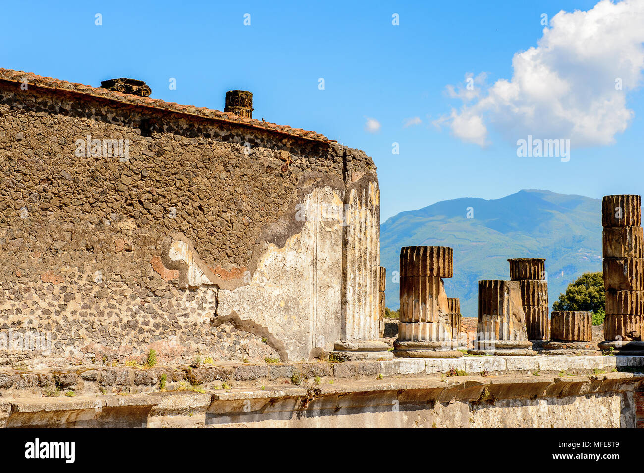 The Forum of Pompeii, an ancient Roman town destroyed by the volcano ...