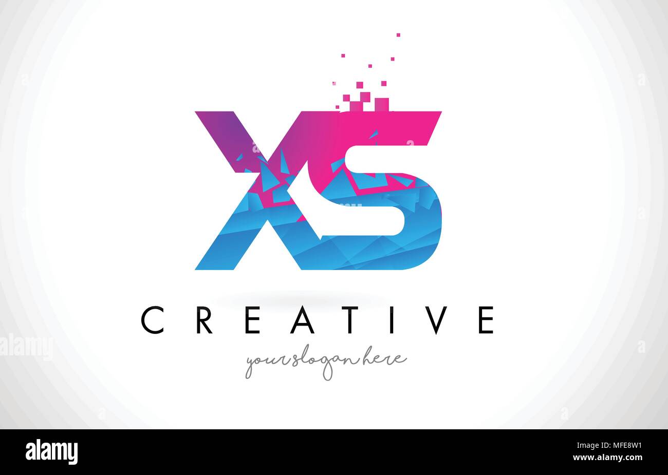 XS X S Letter Logo with Broken Shattered Blue Pink Triangles Texture ...