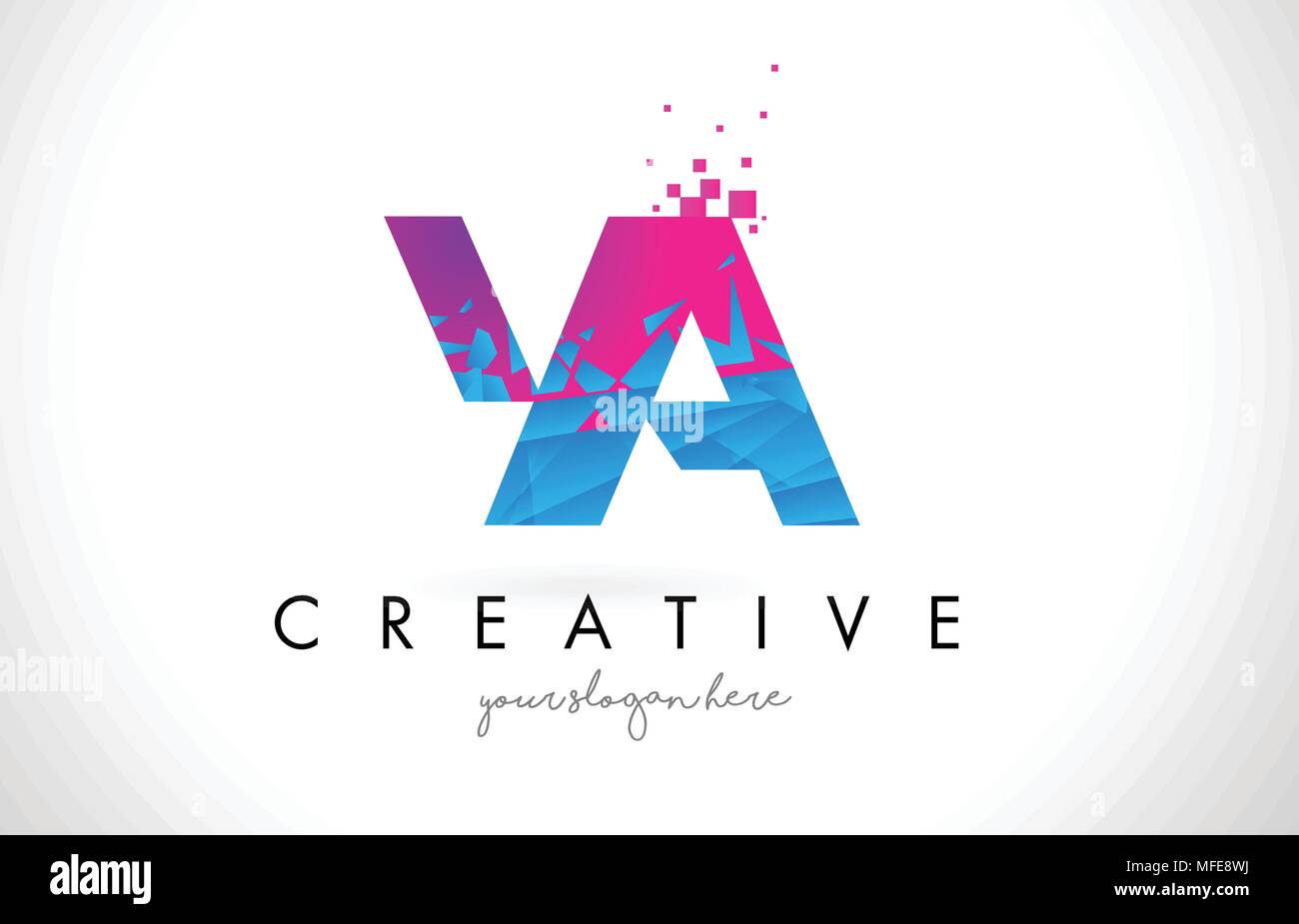 YA Y A Letter Logo with Broken Shattered Blue Pink Triangles Texture ...
