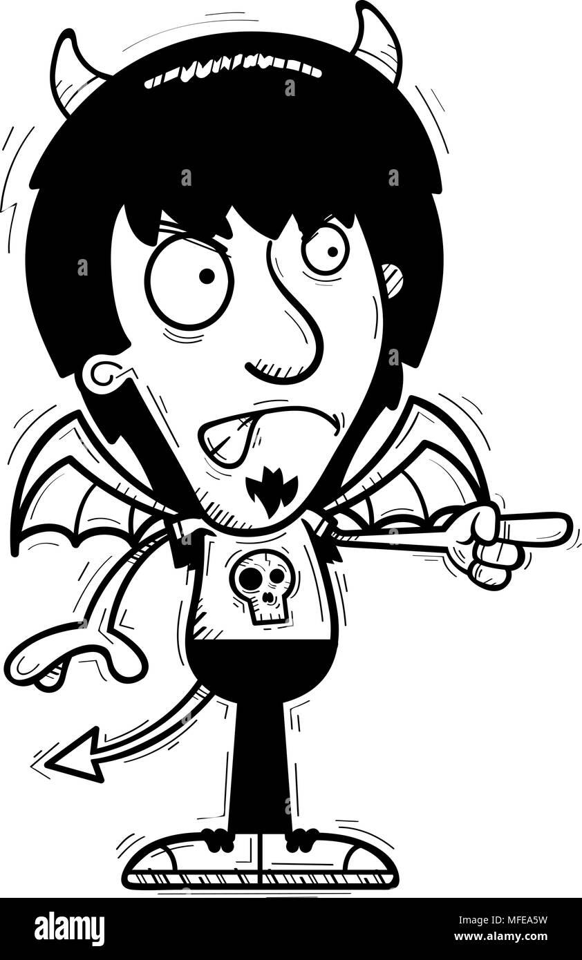 A cartoon illustration of a demon looking angry and pointing Stock ...