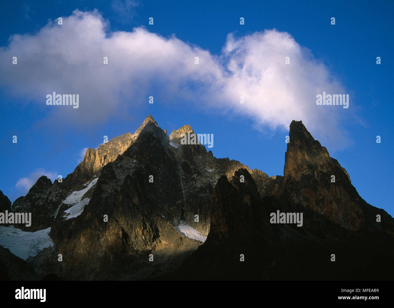 MOUNT KENYA Batian at sunset 17057ft/5199m From Teleki Valley, Mt Kenya ...