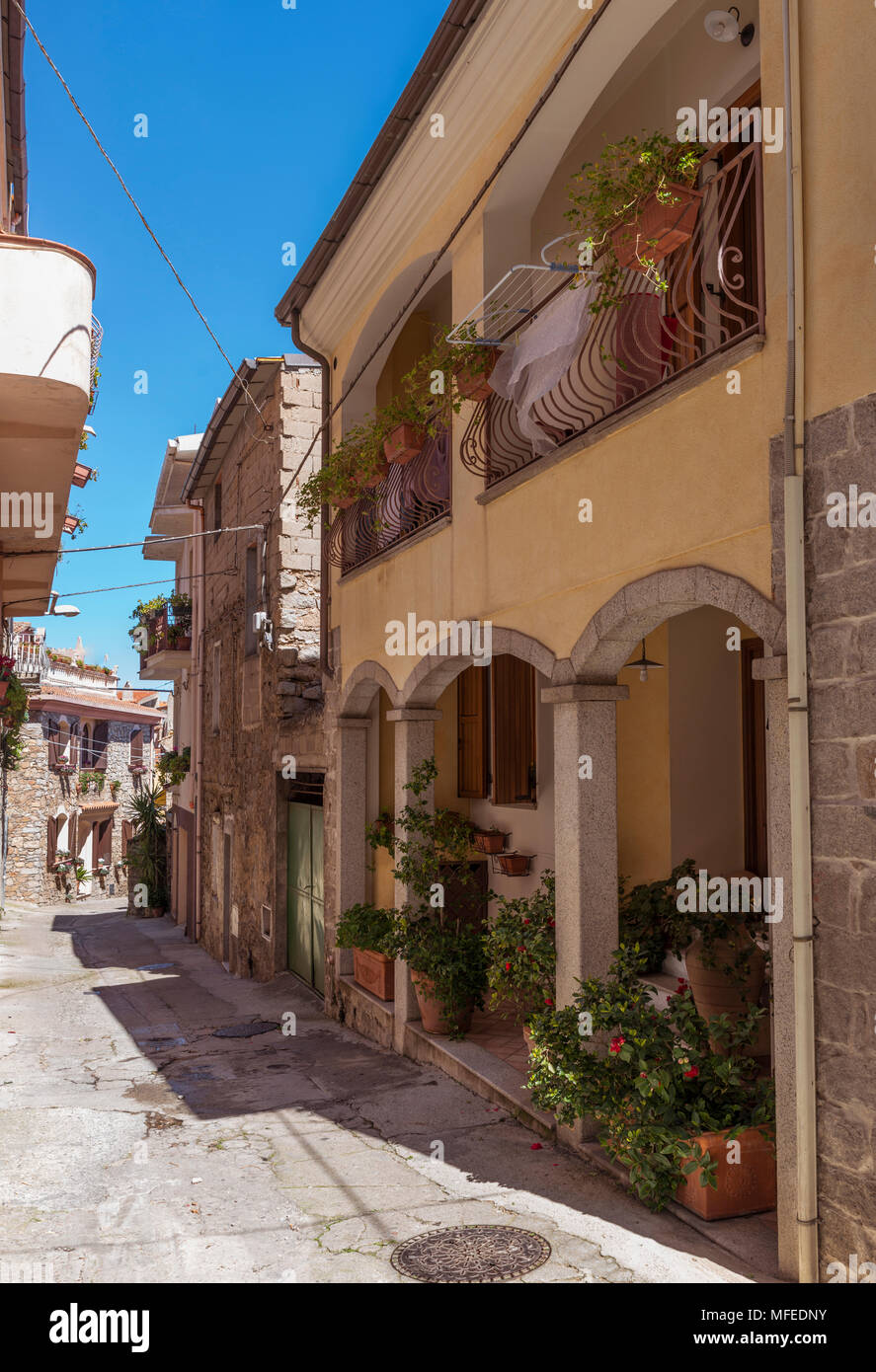 typical small italian street on sardinia Stock Photo - Alamy