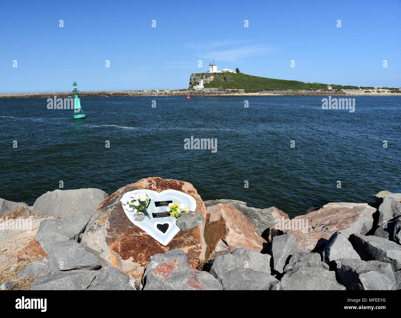 Stockton, Australia - Apr 1, 2018. Nobbys Lighthouse, view from ...