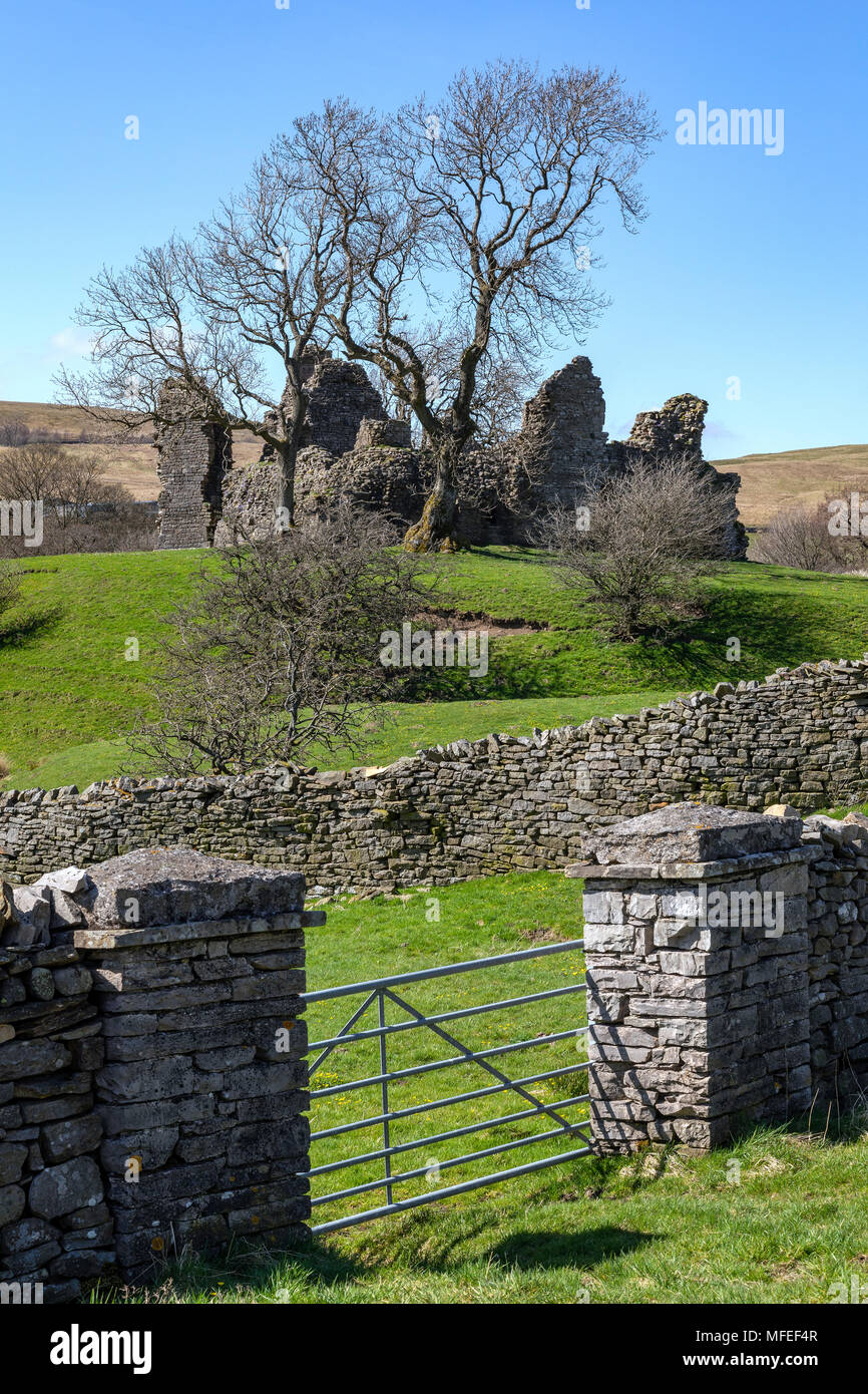 The 12th century ruins of Pendragon Castle in Wenslydale in the ...
