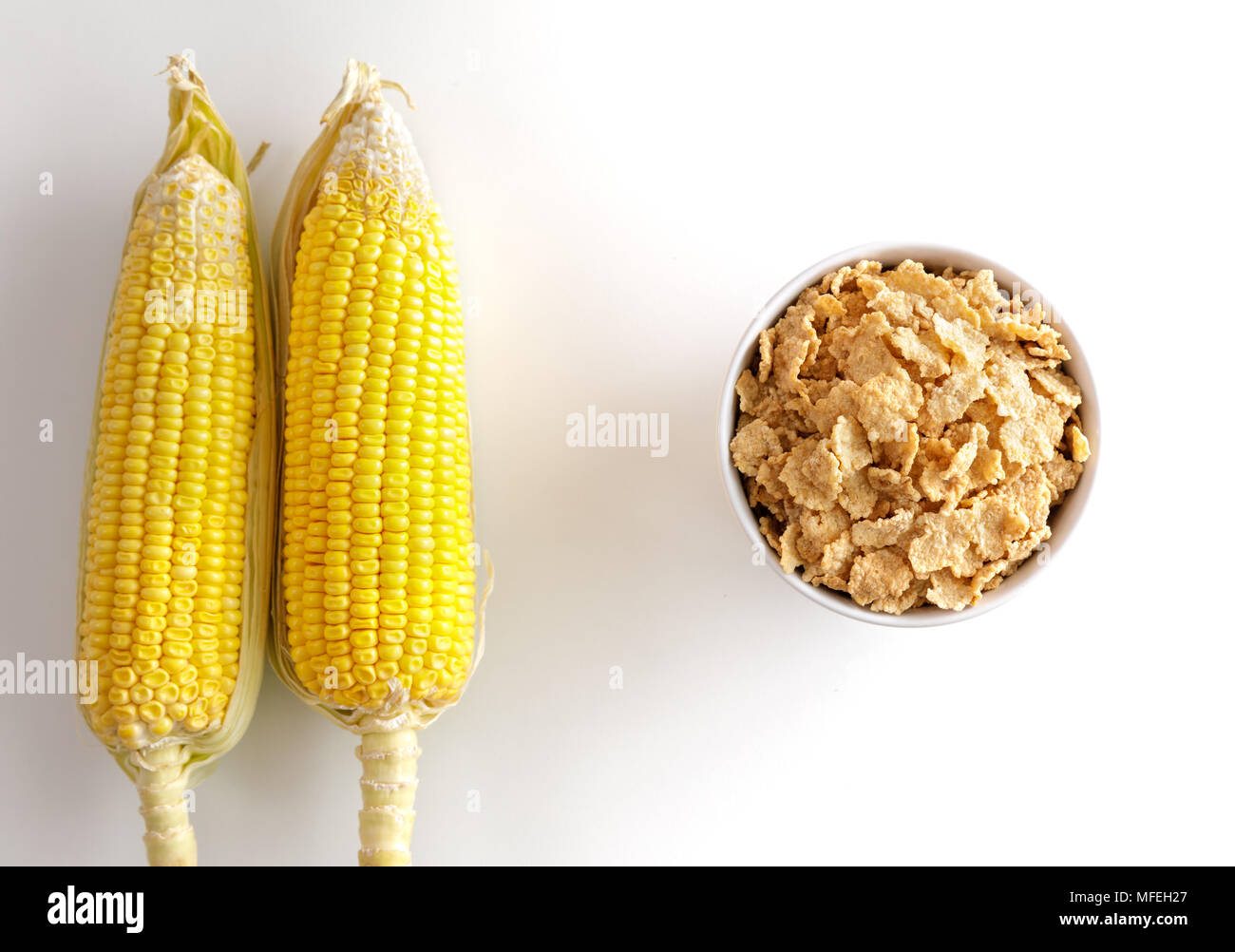 Healthy Corn Flakes with milk for Breakfast on table, food and drink ...