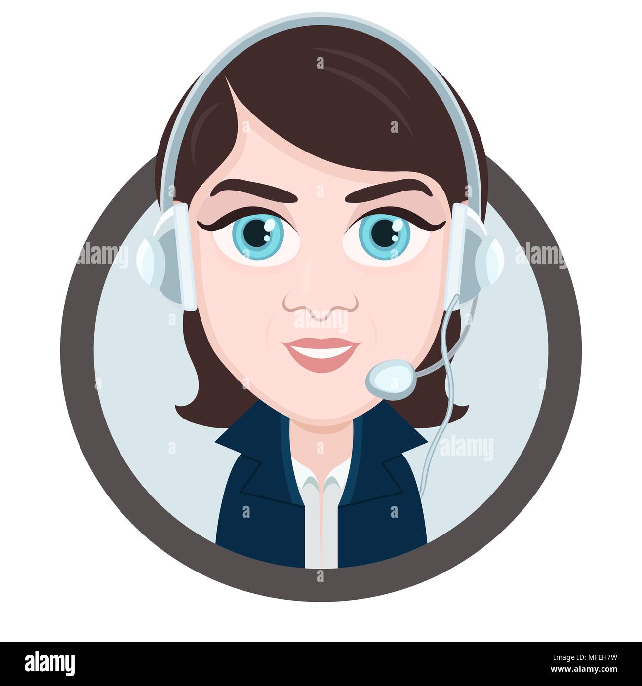 Cartoon character, vector drawing portrait girl call center operator ...