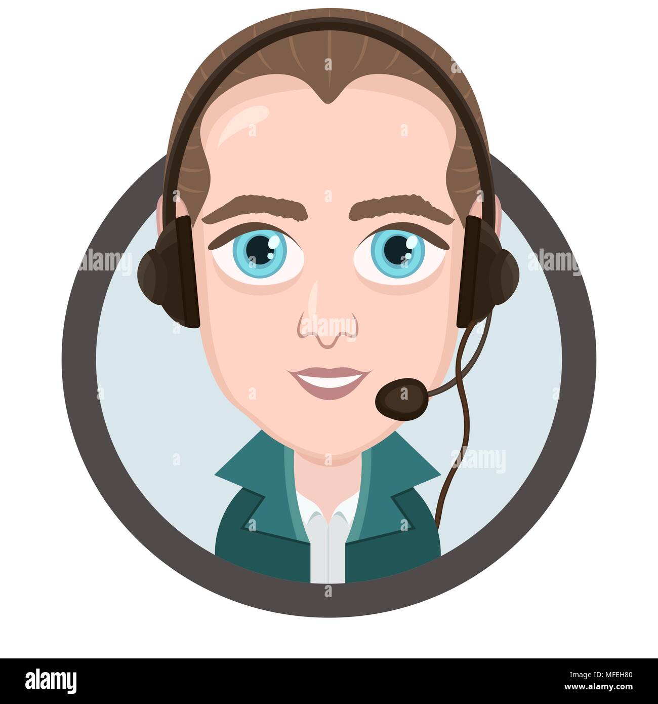 Cartoon character, vector drawing portrait boy call center operator ...