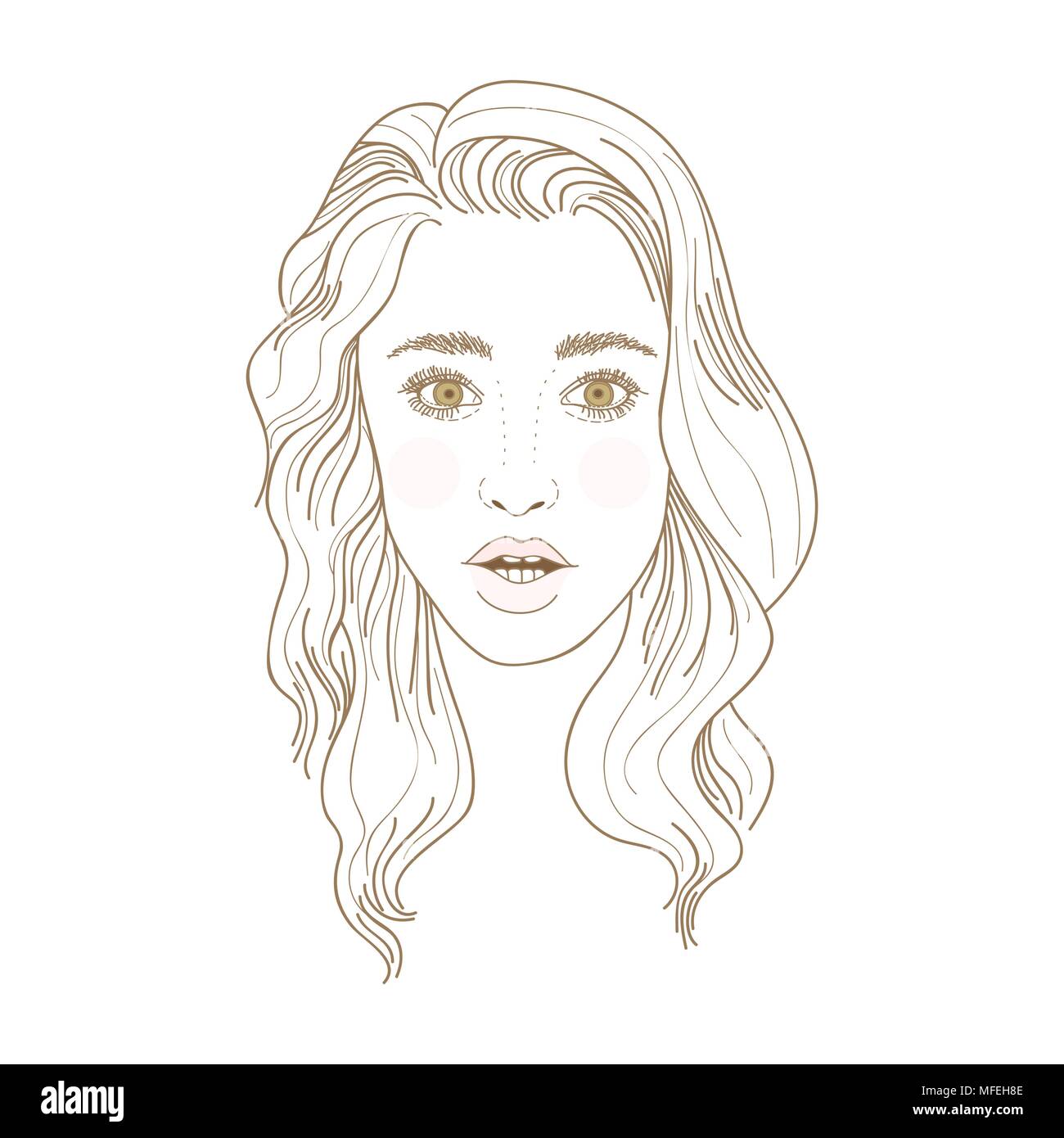 Illustration of young woman opened mouth and eyes surprised Stock ...