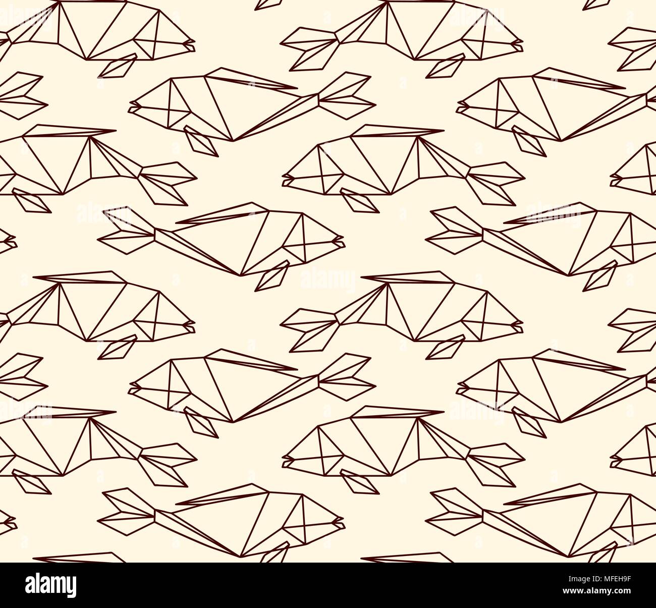 Seamless linear abstract polygon fish pattern Stock Vector Image & Art ...