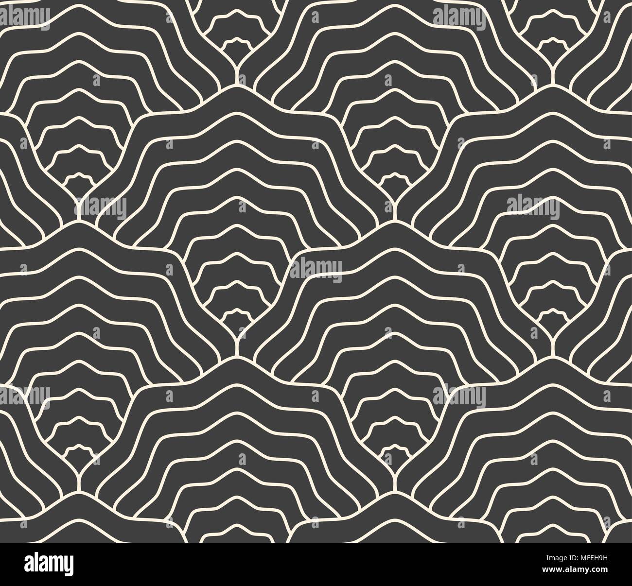 Linear scales seamless pattern, fish tail, mermaid tail, seashells ...