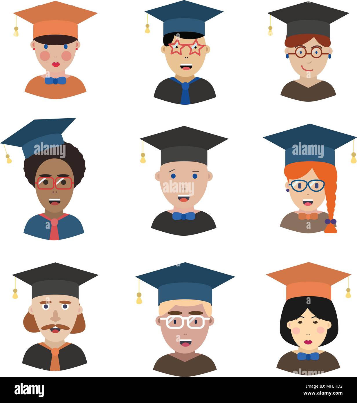 Graduation Man and Woman Avatars Stock Vector Image & Art - Alamy