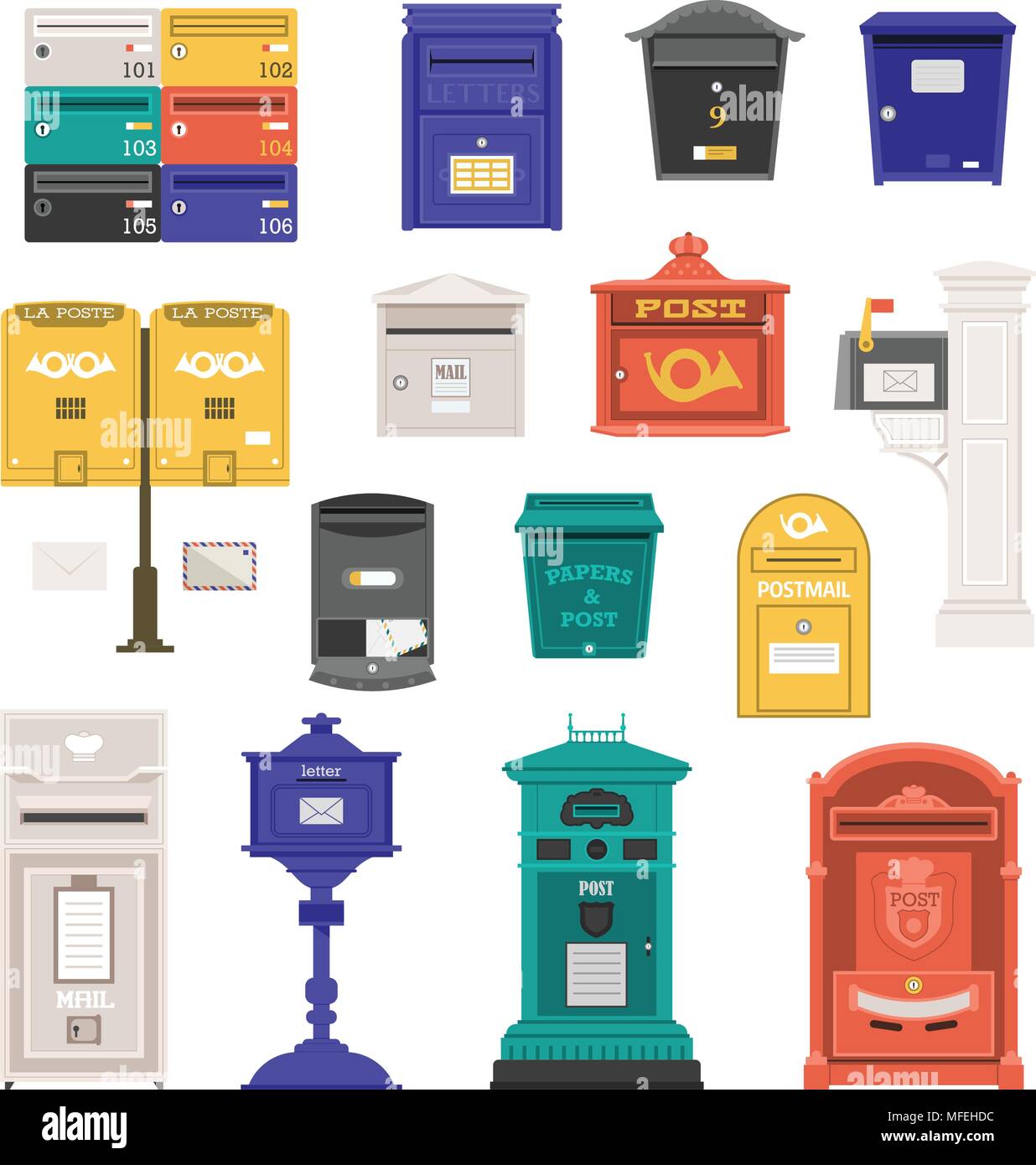 Vintage Letterboxes and Postboxes Set Stock Vector Image & Art - Alamy