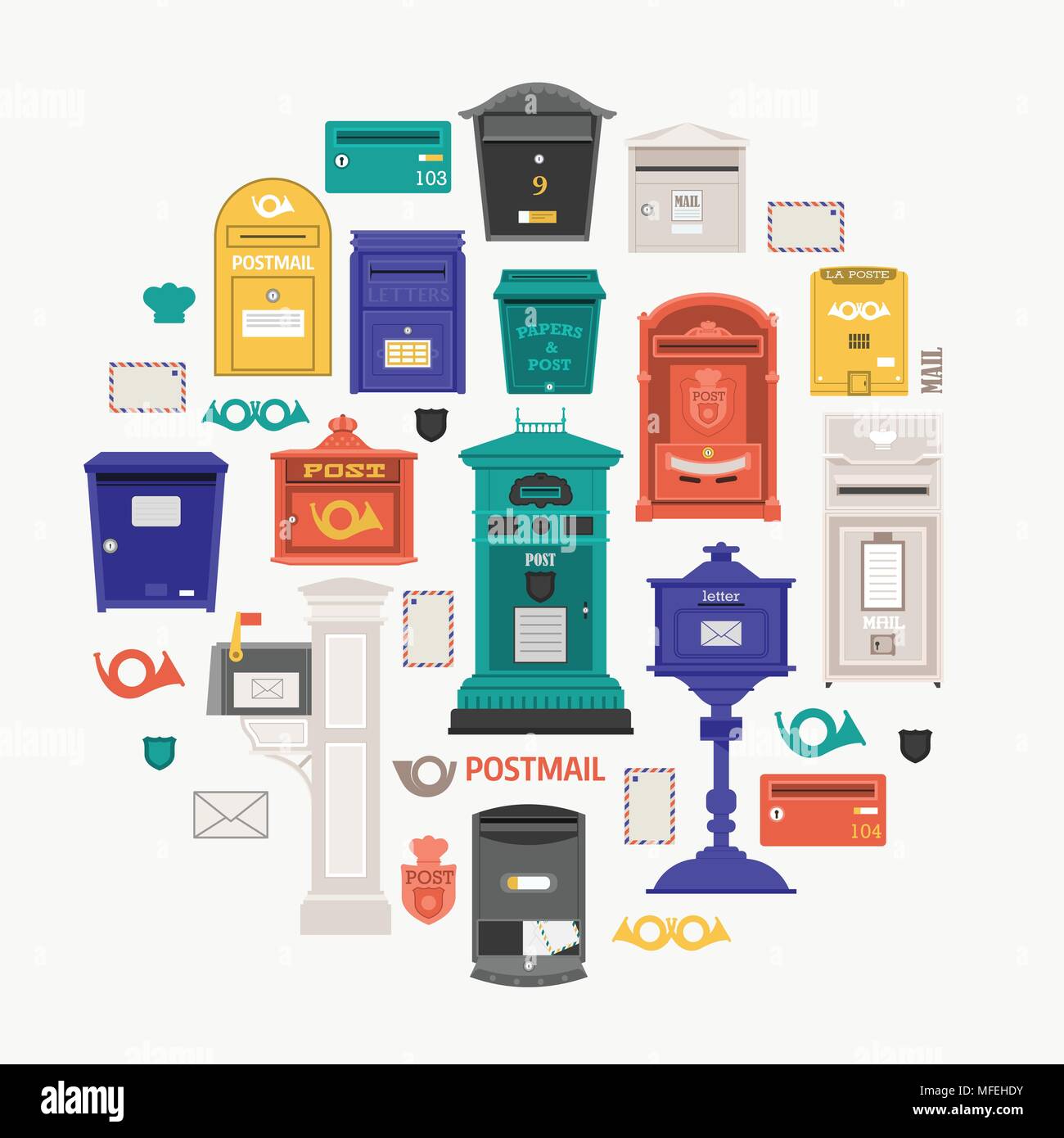 Backdrop of post box and wall Stock Vector Images - Alamy