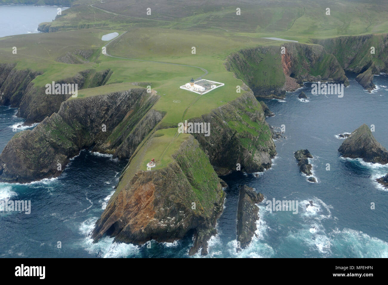 Fair Isle from the air taken from a helicopter Stock Photo - Alamy