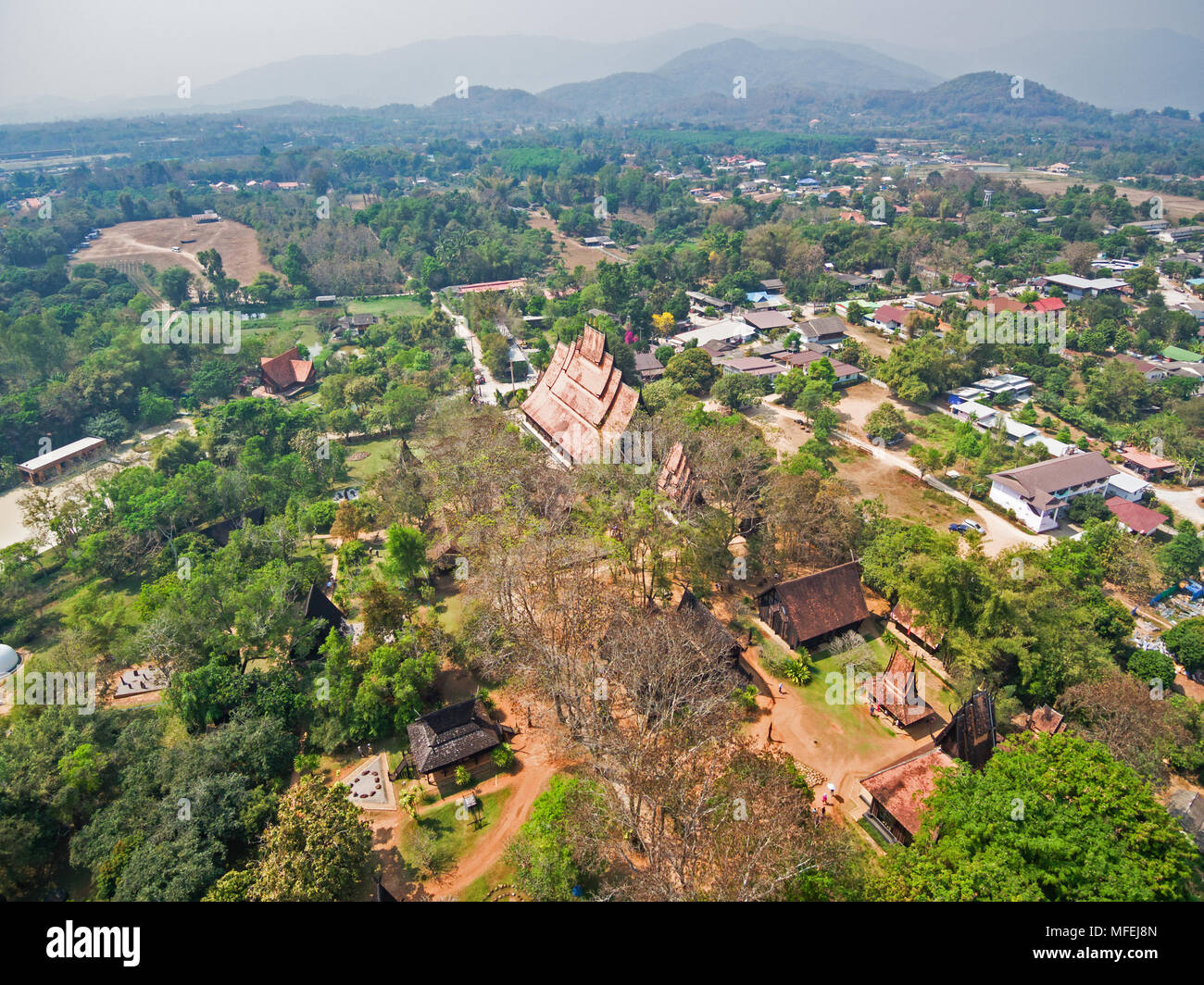 Aerial view of Black House - Baan Dam museum, Chiang Rai, Thailand ...
