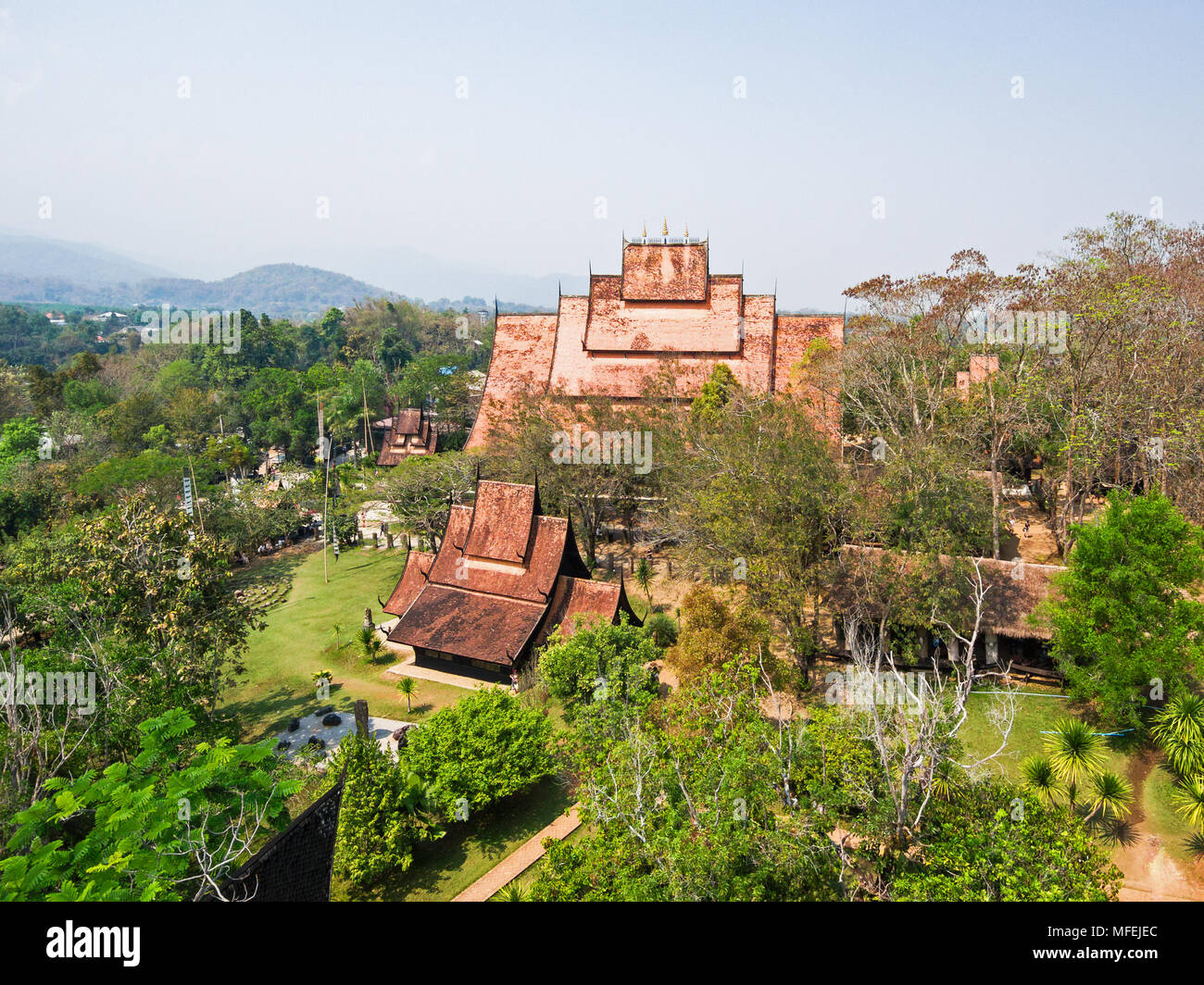 Aerial view of Black House - Baan Dam museum, Chiang Rai, Thailand ...