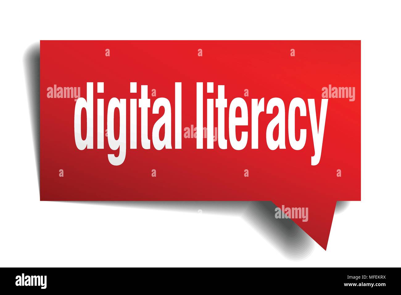 digital literacy red 3d square isolated speech bubble Stock Vector ...
