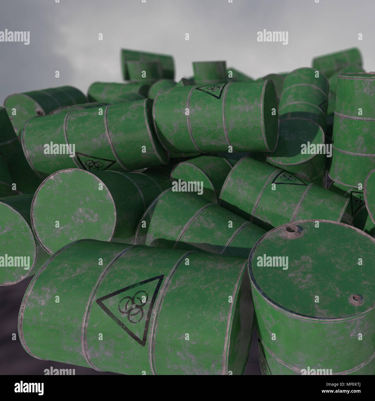 Barrels of biological waste. Isolated . 3D render Stock Photo - Alamy