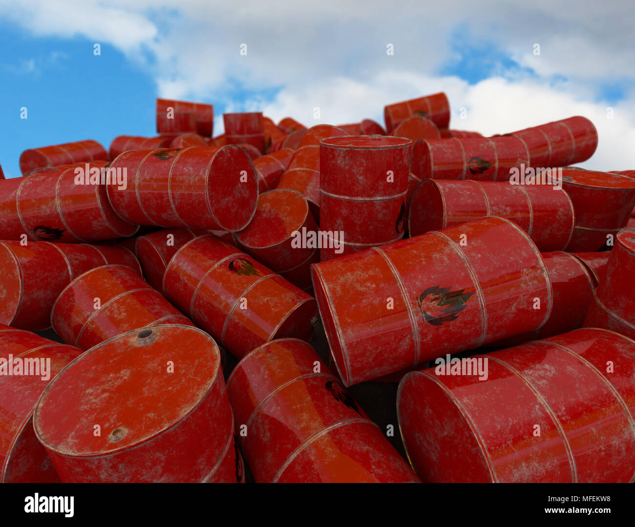 Barrels with flammable contents. 3D render Stock Photo - Alamy