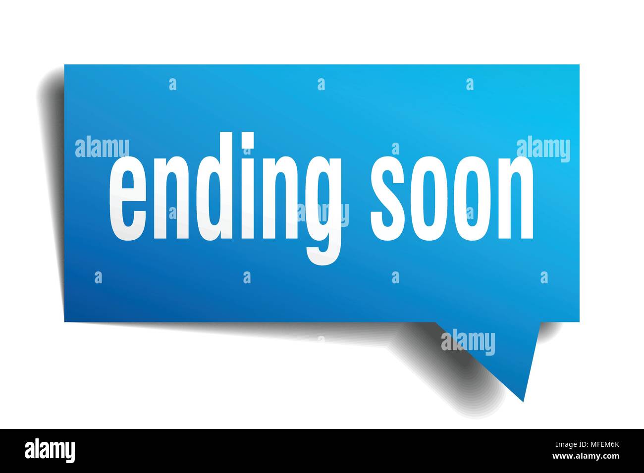 ending soon blue 3d square isolated speech bubble Stock Vector Image ...
