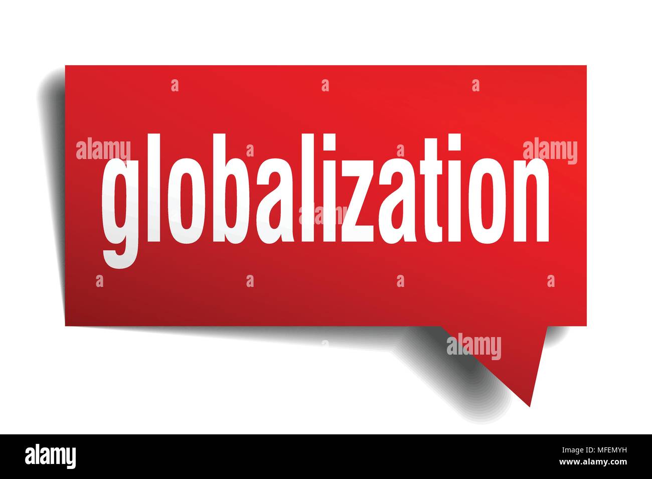 globalization red 3d square isolated speech bubble Stock Vector Image ...
