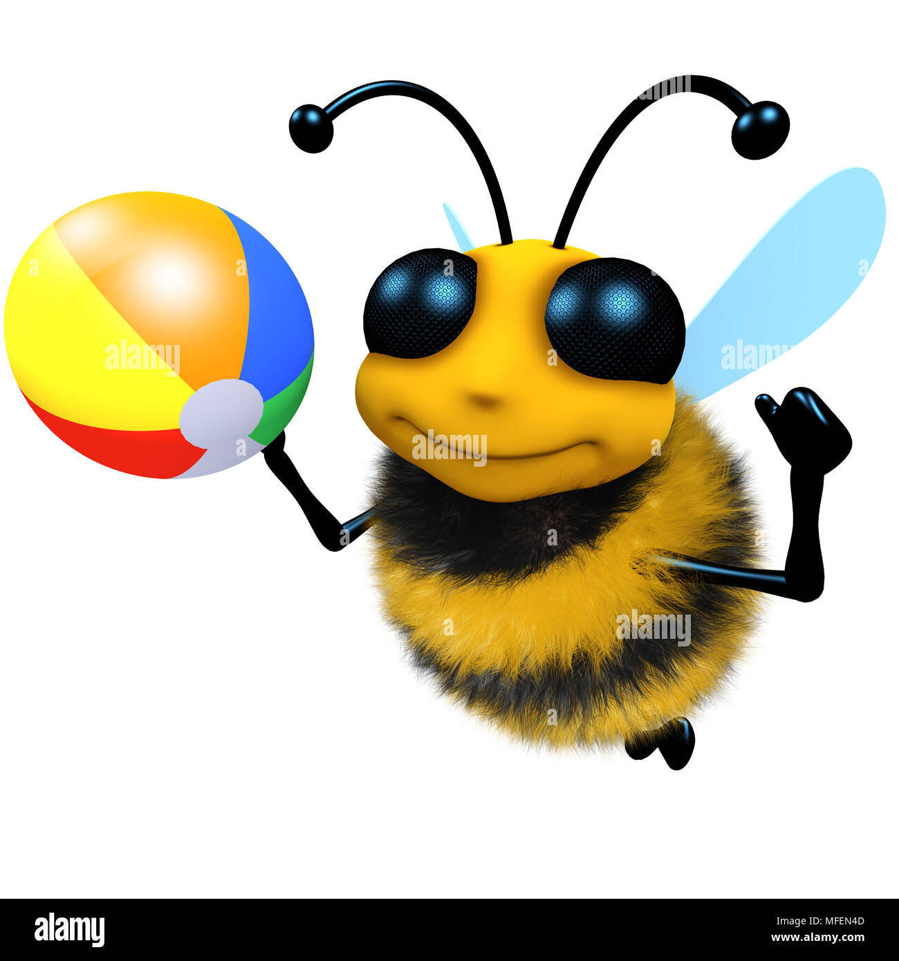 3d render of a funny cartoon honey bee character playing with a ...