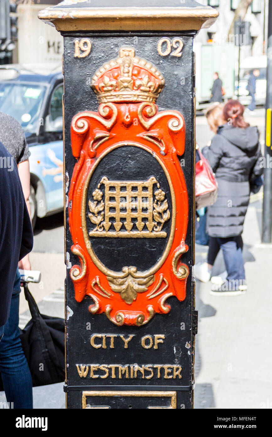 London, United Kingdom - March 27, 2015: A City of Westminster post ...