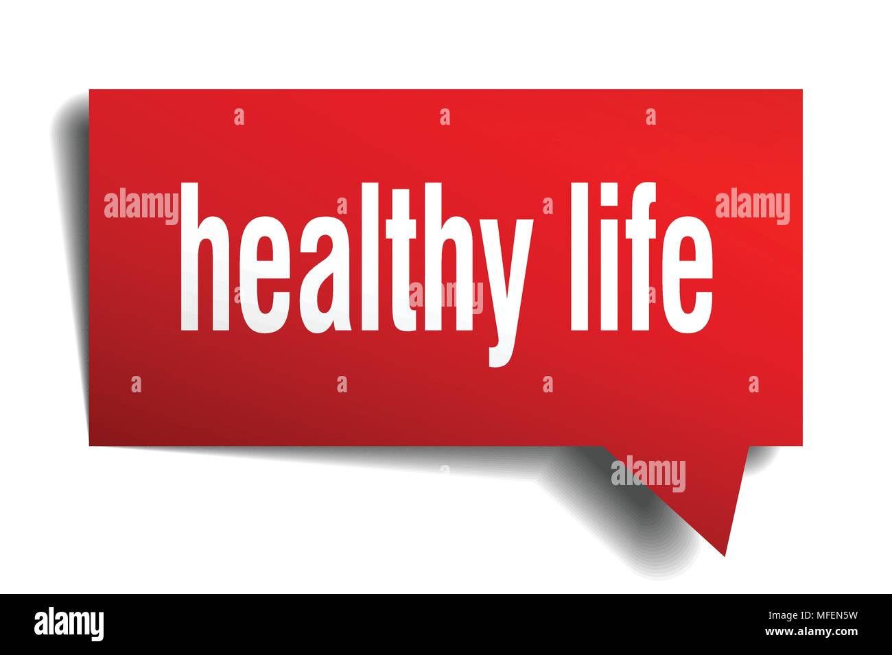 healthy life red 3d square isolated speech bubble Stock Vector Image ...